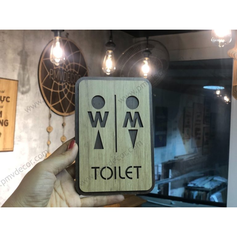BẢNG WC, KT: 10*15cm Gỗ MDF phủ melamine 2 màu tương phản. BWC-PMV97 - PMVdecor