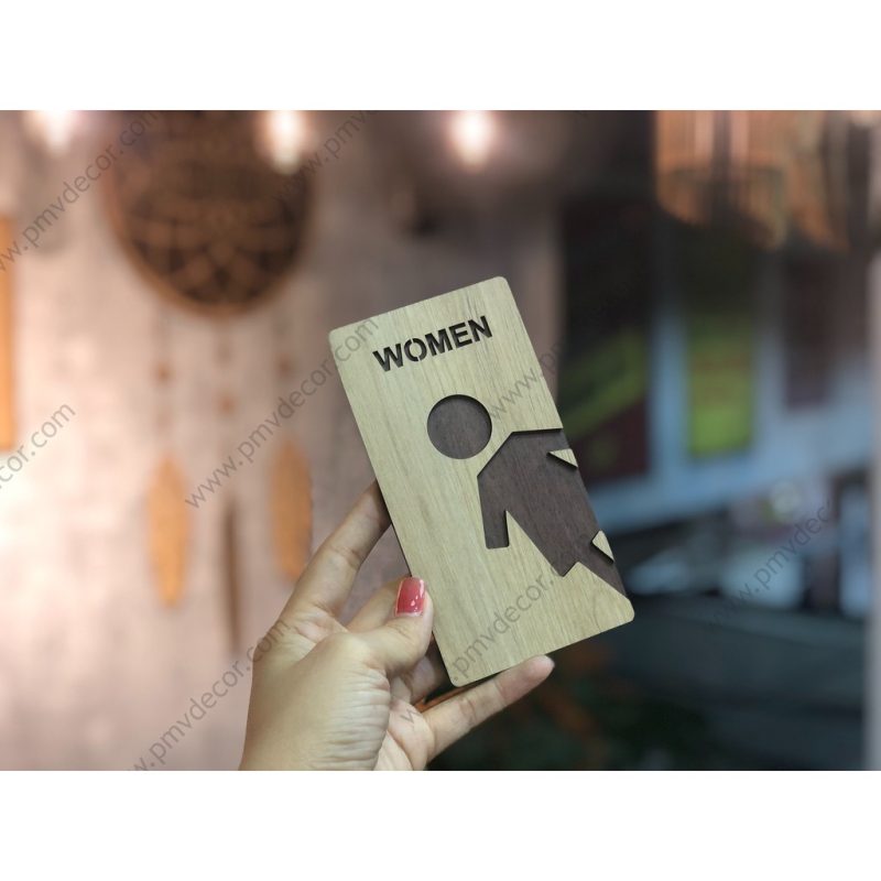 BẢNG WC, KT: 10*15cm Gỗ MDF phủ melamine 2 màu tương phản. BWC-PMV96 - PMVdecor