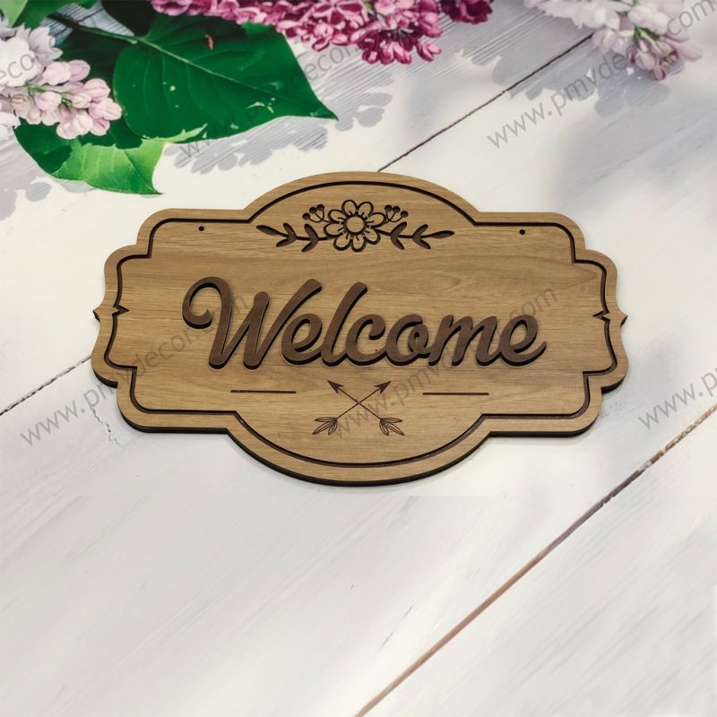 Bảng gỗ Welcome, Size 30*20cm, Bảng gỗ hai màu tương phản. Sang trọng ...