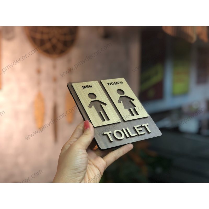 BẢNG WC, KT: 10*15cm Gỗ MDF phủ melamine 2 màu tương phản. BWC-PMV96 - PMVdecor