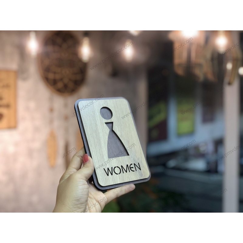 BẢNG WC, KT: 10*15cm Gỗ MDF phủ melamine 2 màu tương phản. BWC-PMV94 - PMVdecor