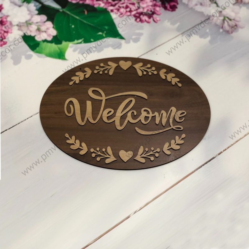 Bảng gỗ Welcome, Size 30*20cm, Bảng gỗ hai màu tương phản. Sang trọng ...