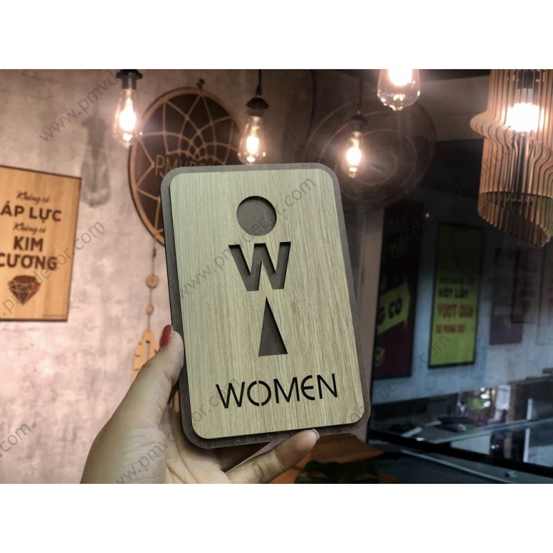 BẢNG WC, KT: 10*15cm Gỗ MDF phủ melamine 2 màu tương phản. BWC-PMV97 - PMVdecor