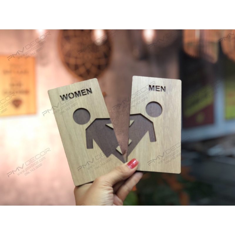 BẢNG WC, KT: 10*15cm Gỗ MDF phủ melamine 2 màu tương phản. BWC-PMV96 - PMVdecor