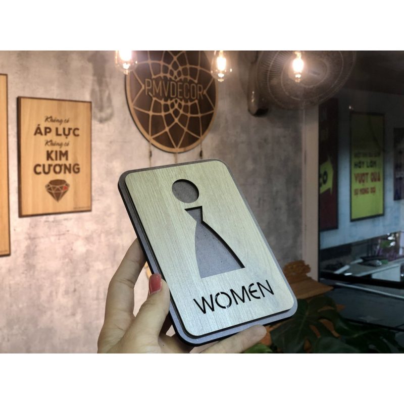 BẢNG WC, KT: 10*15cm Gỗ MDF phủ melamine 2 màu tương phản. BWC-PMV94 - PMVdecor