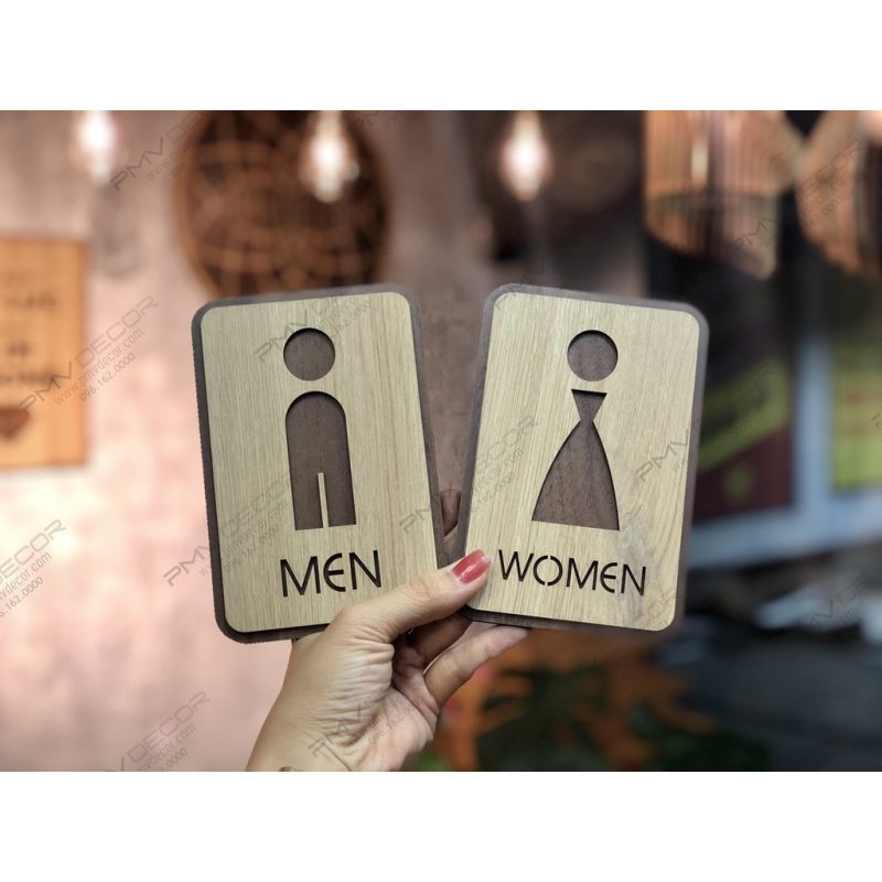 BẢNG WC, KT: 10*15cm Gỗ MDF phủ melamine 2 màu tương phản. BWC-PMV94 - PMVdecor